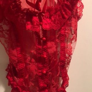 Sachet | Intimates & Sleepwear | Red Lace Lingerie Teddy | Poshmark